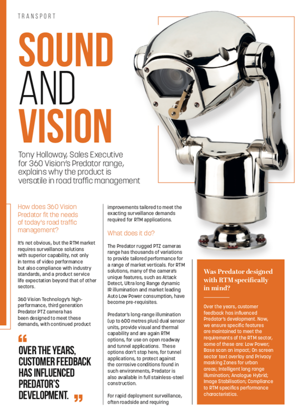 360 Vision Predator featured in Security Journal UK – 360 Vision Technology